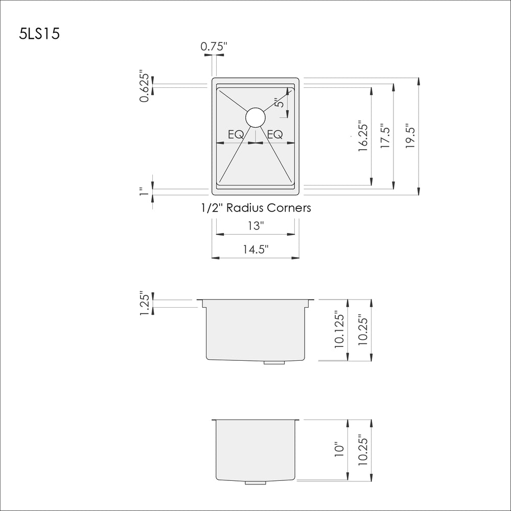15" Workstation Bar Sink - 16 Gauge Stainless Steel Undermount Single ...