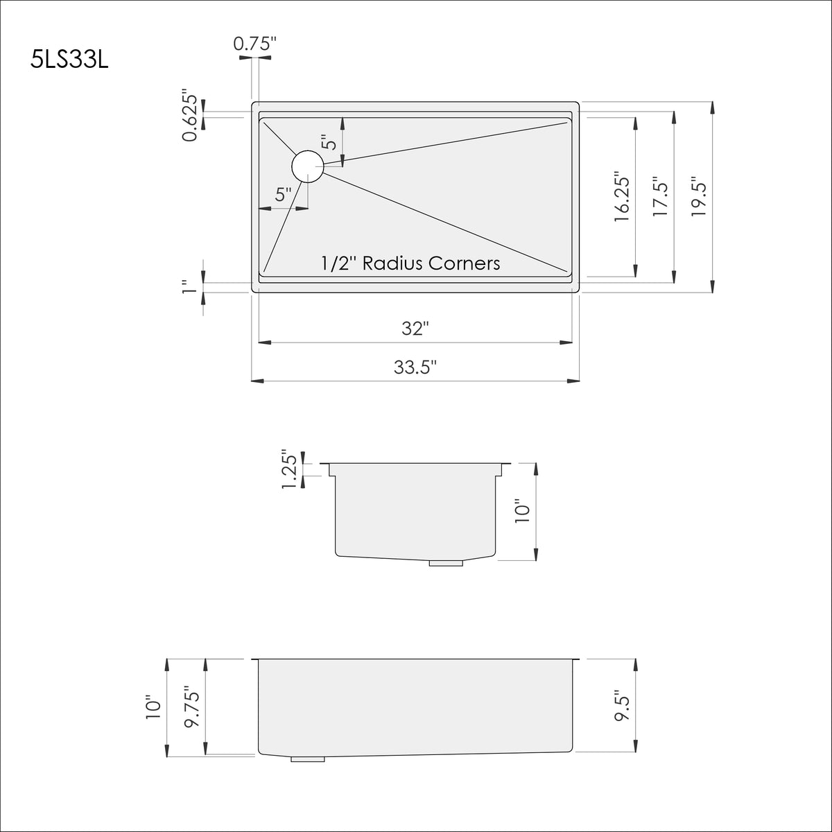33" Workstation Sink - 16 Gauge Stainless Steel Undermount Single Bowl ...