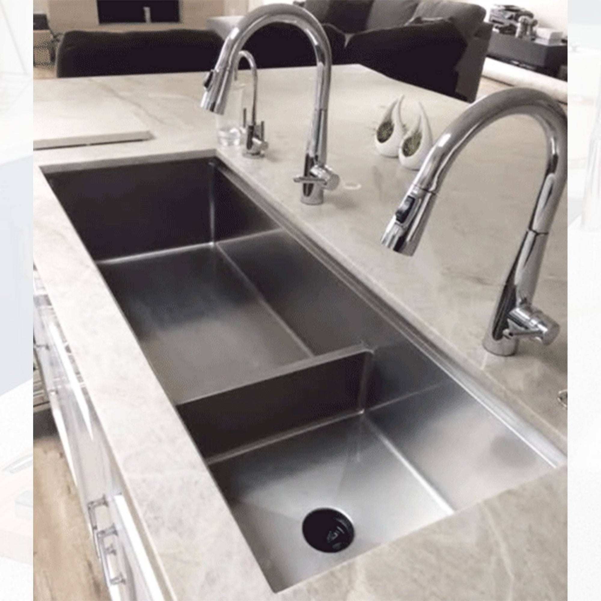 50" Workstation Sink - 16 Gauge Stainless Steel Undermount Double Bowl ...